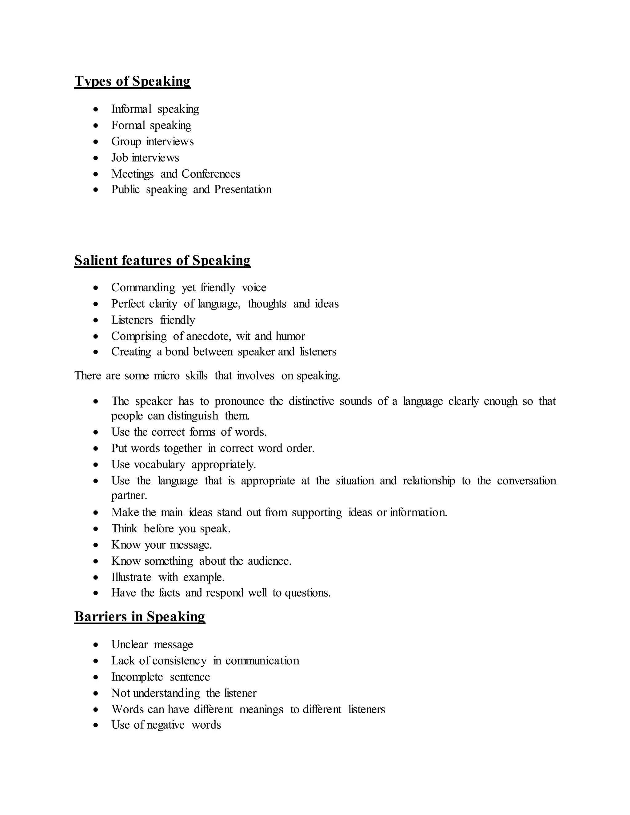 Listening and speaking of communication skills | DOCX