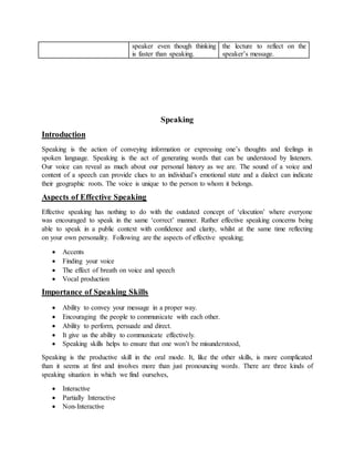 Listening and speaking of communication skills | DOCX