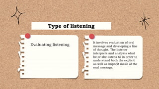 Listening, Types, Stages, Tips, Challenges | PPT