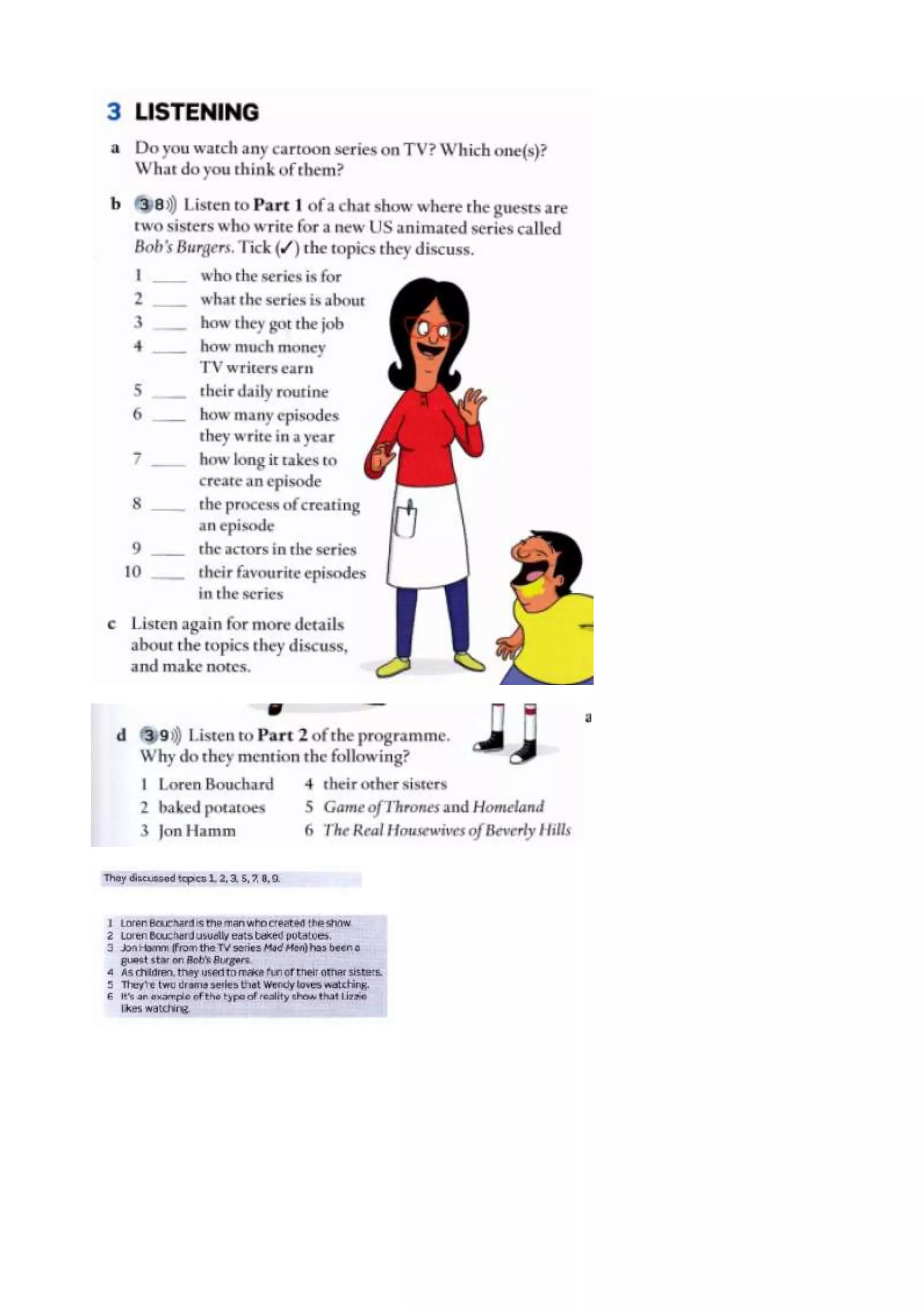 Listening cartoons and transcript | DOCX