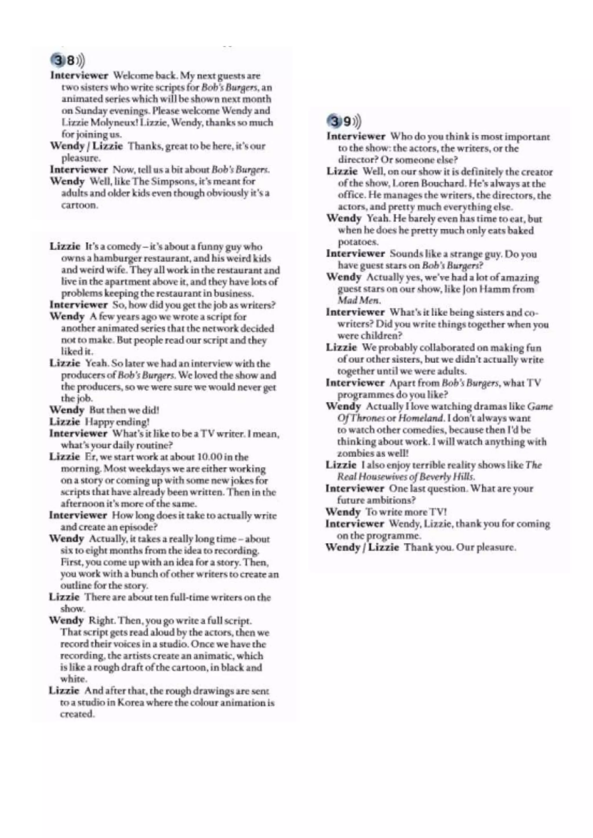 Listening cartoons and transcript | DOCX