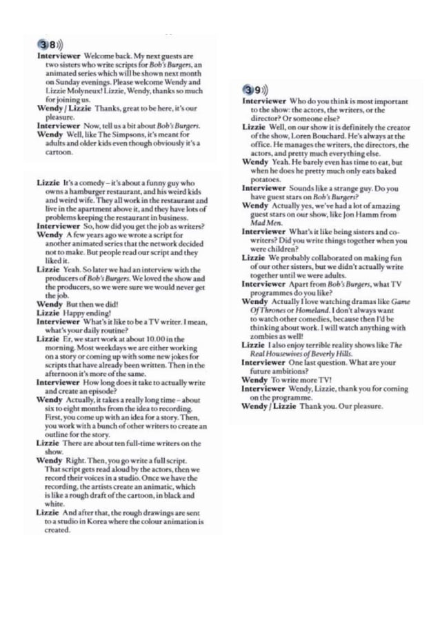 Listening cartoons and transcript | DOCX