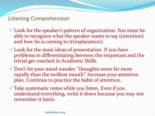 Listening comprehension | PPT