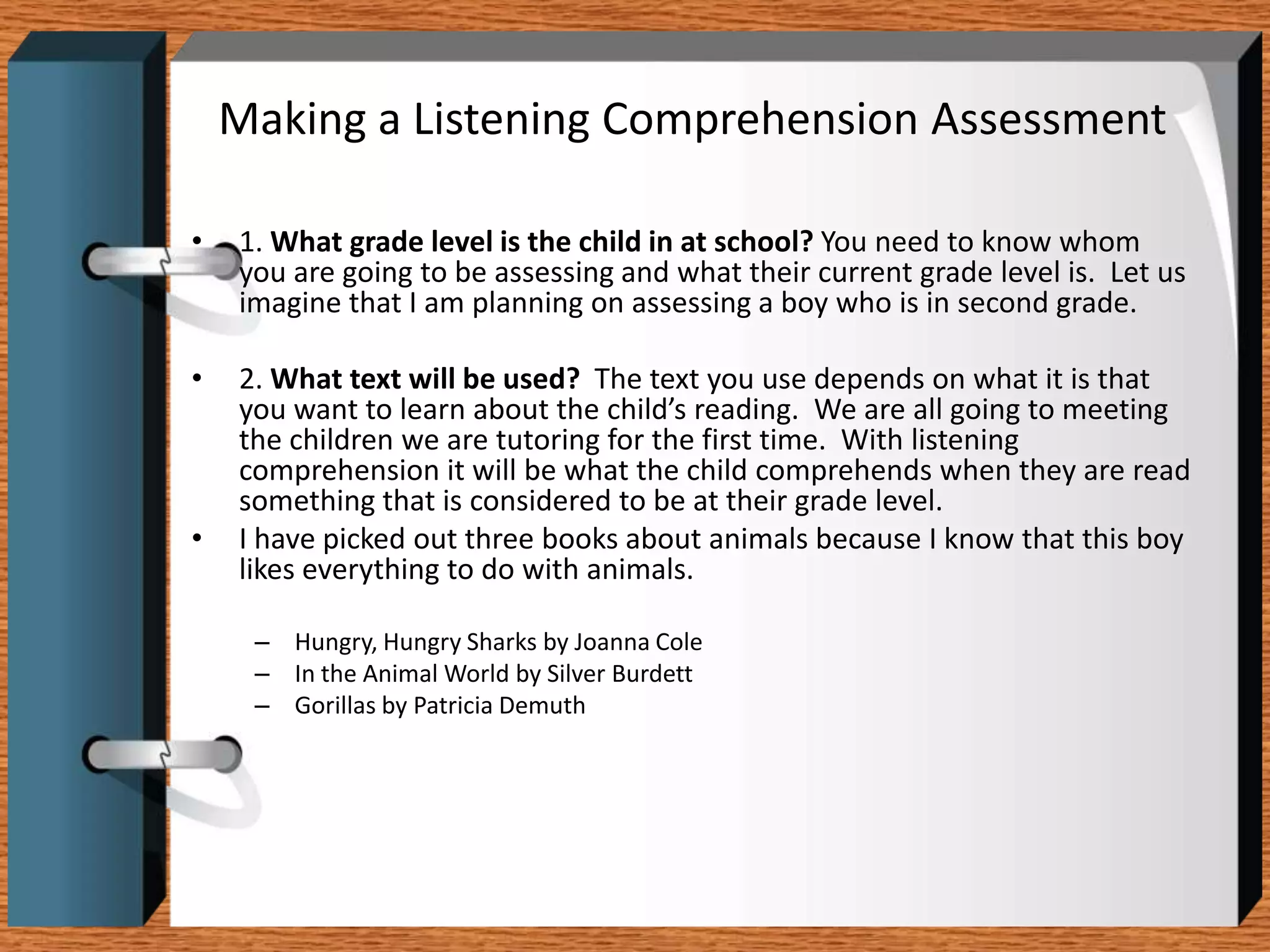 Listening comprehension assessment how to make | PPT