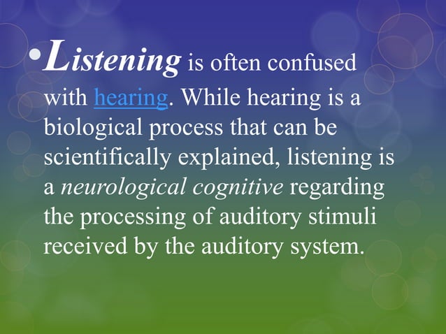 LISTENING (Definition, Importance & Effective Listening) | PPTX