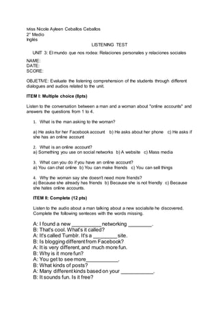 Listening evaluation | DOCX