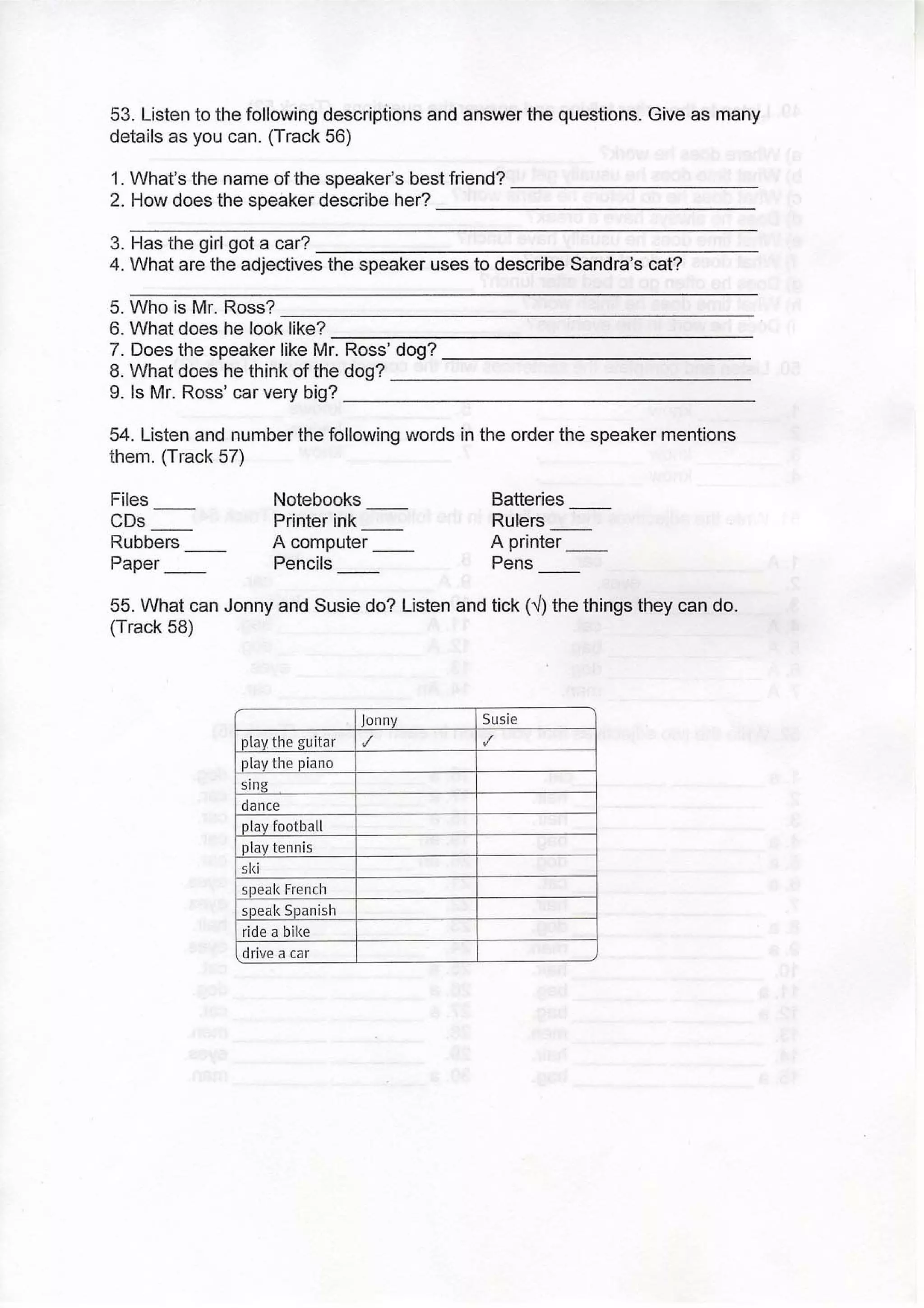 Listening exercises 1st term nb1 | PDF | Fitness and Exercise | Healthy Living