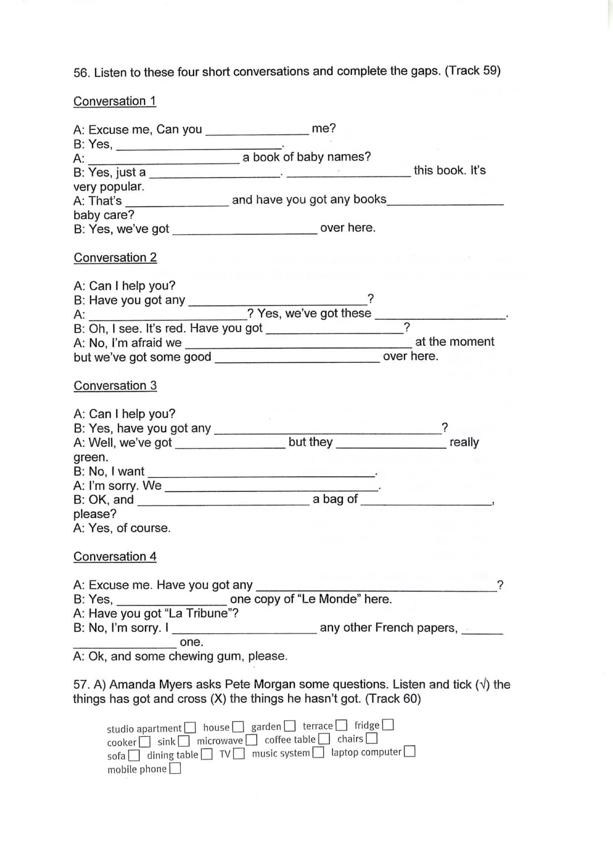 Listening exercises 1st term nb1 | PDF | Fitness and Exercise | Healthy Living