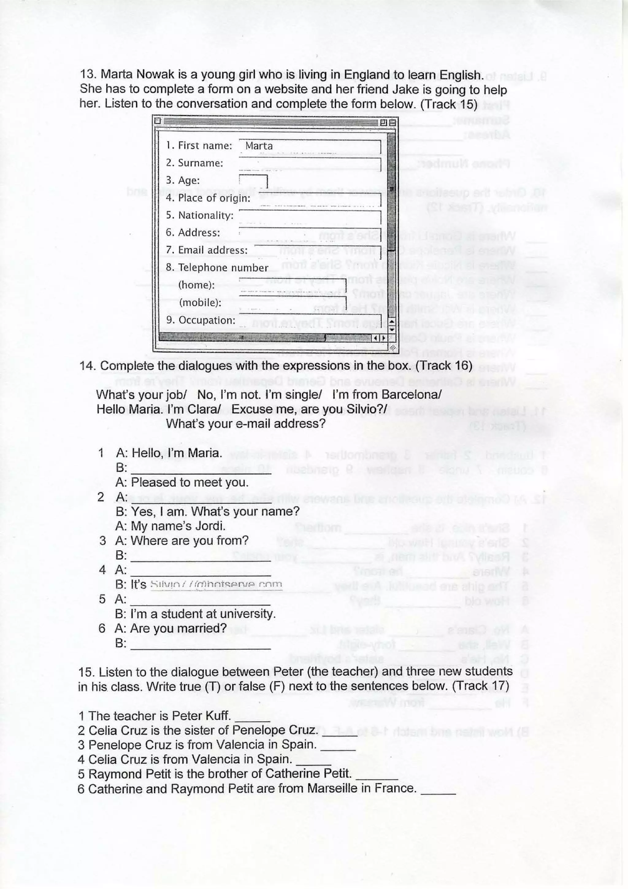 Listening exercises 1st term nb1 | PDF | Fitness and Exercise | Healthy Living