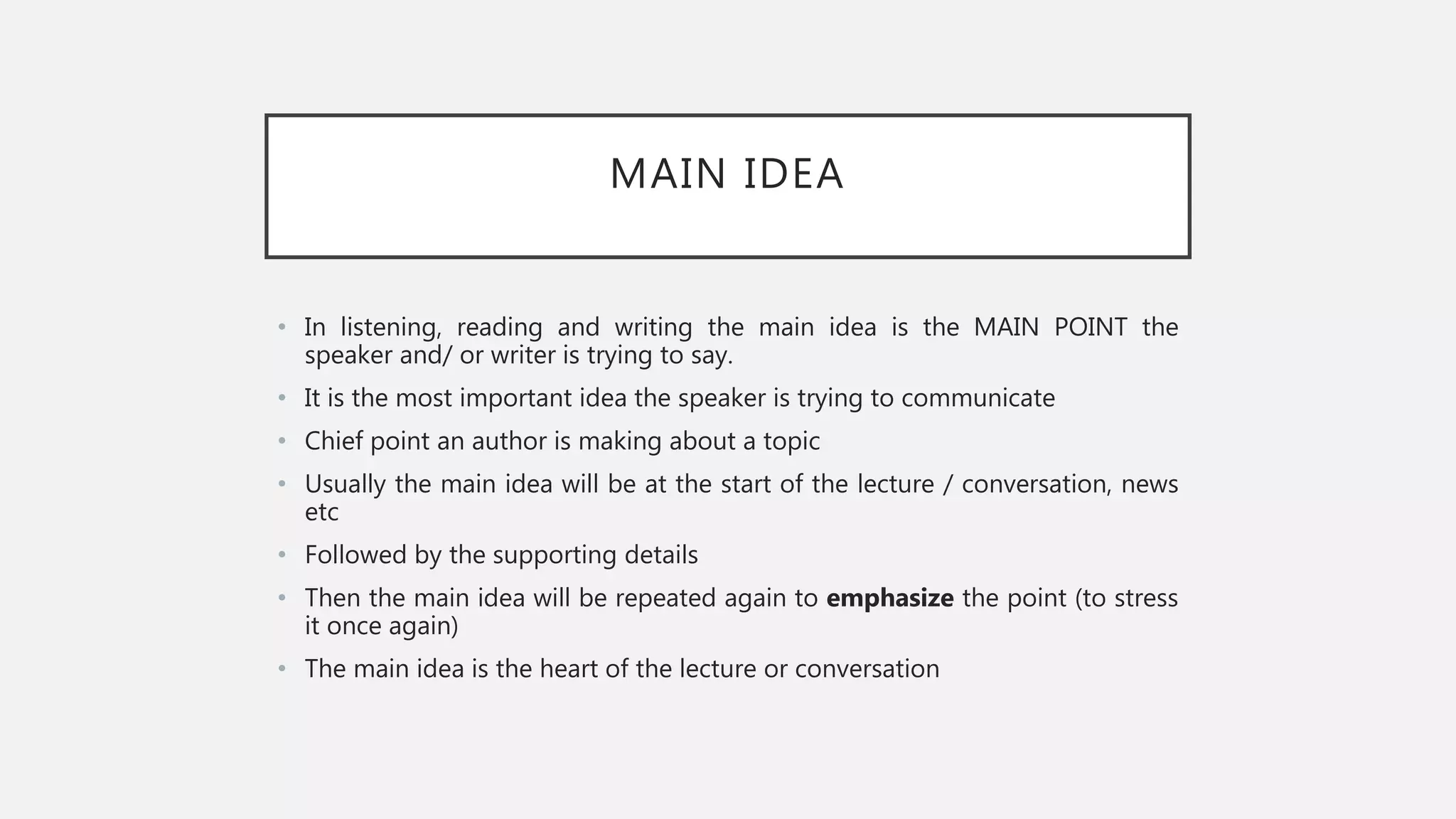 Listening for main idea & supporting details | PPTX