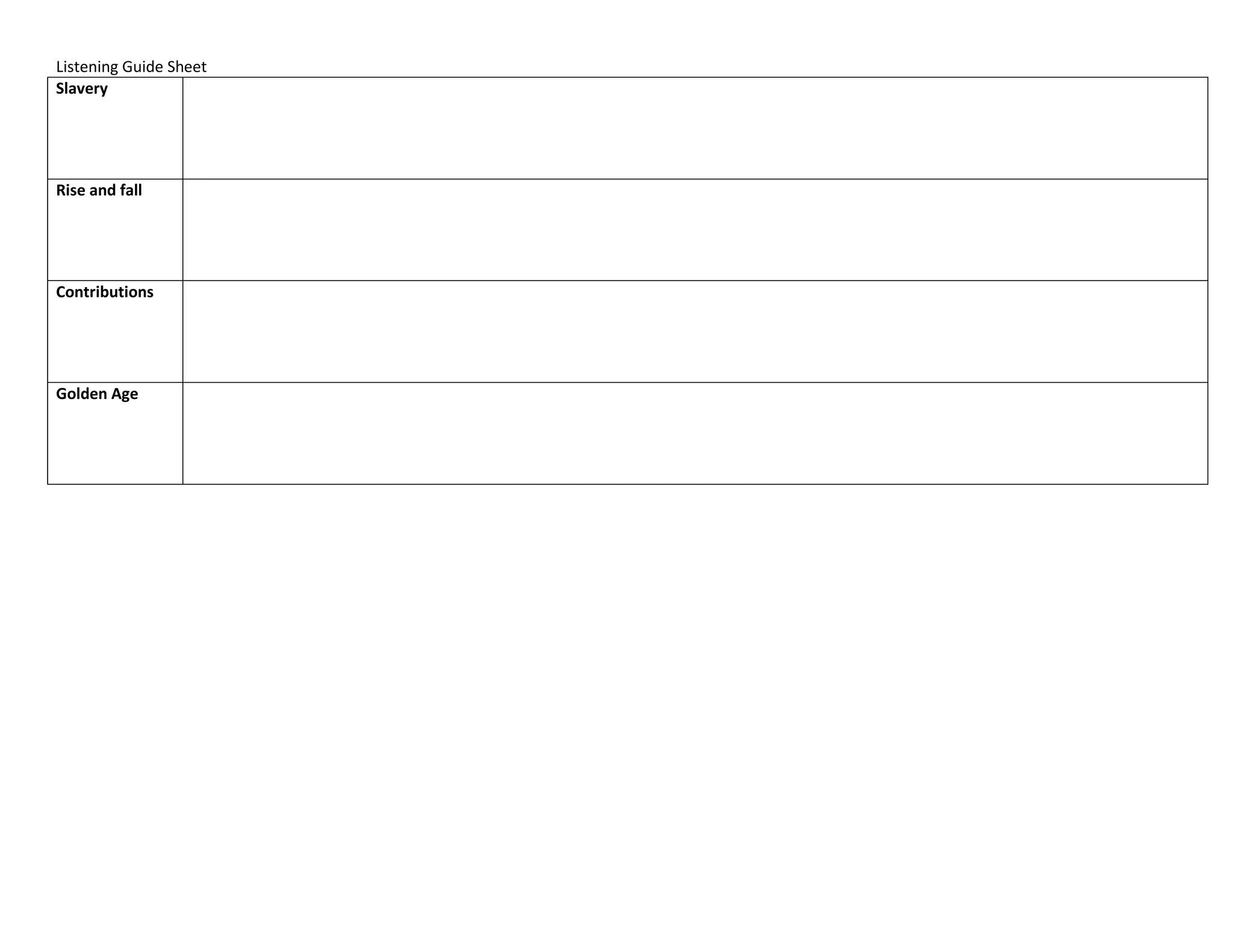Listening guide sheet | PPT