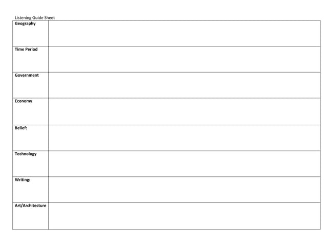 Listening guide sheet | DOCX