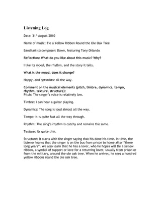 Listening log 2010 | DOC
