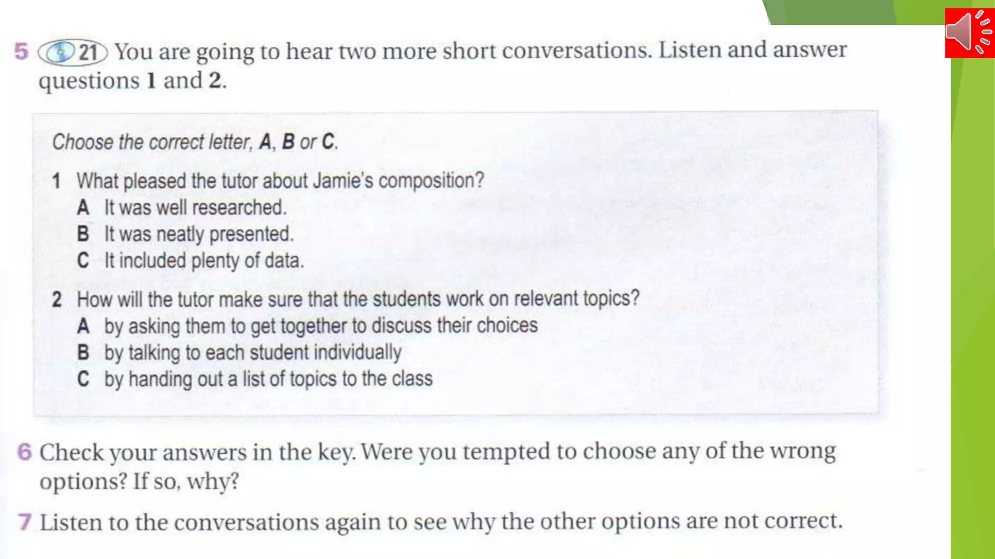 Listening, multiple choice | PPTX