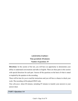 LISTENING B1- B2: TEST ONE TO TEST FIVE. | PDF