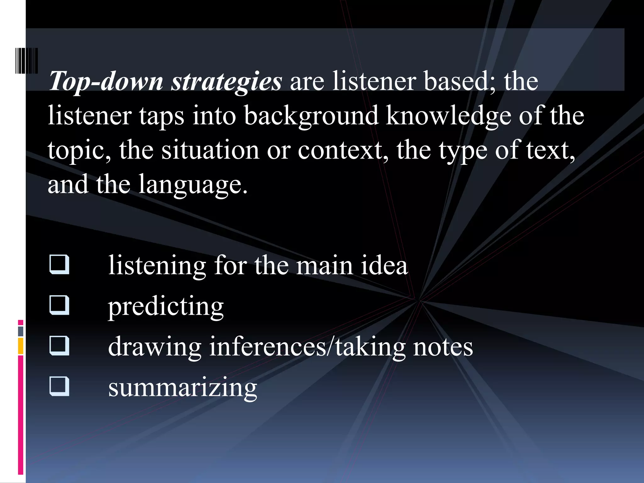 Listening: As Comprehension and Acquisition/Sklls and Strategies | PPTX