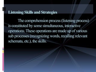 Listening: As Comprehension and Acquisition/Sklls and Strategies | PPTX
