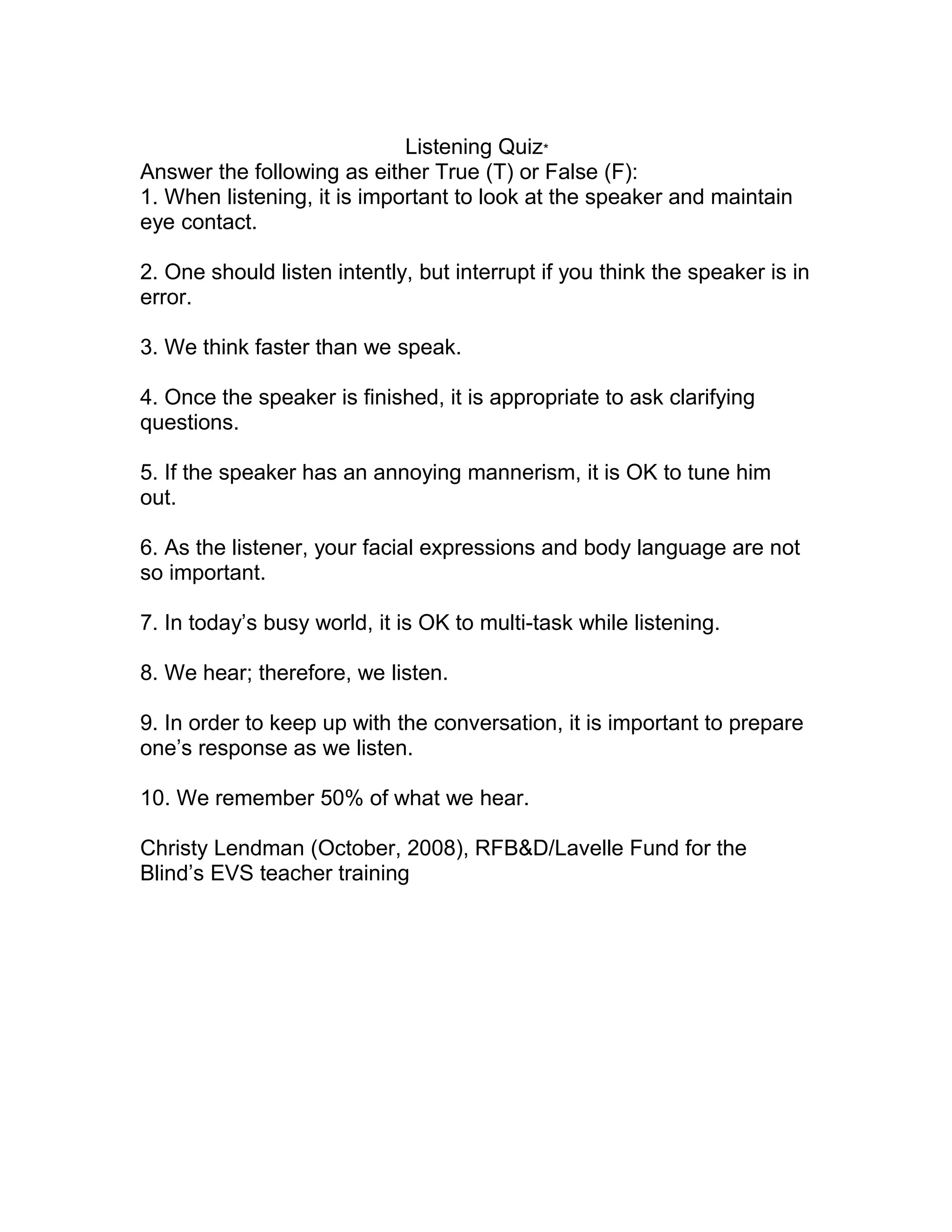 Listening quiz | PDF