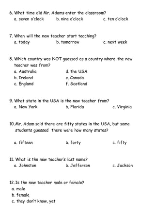 Listening activity worksheet | PDF