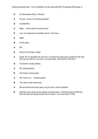 Listening sample task form completion | PDF