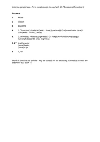 Listening sample task form completion | PDF