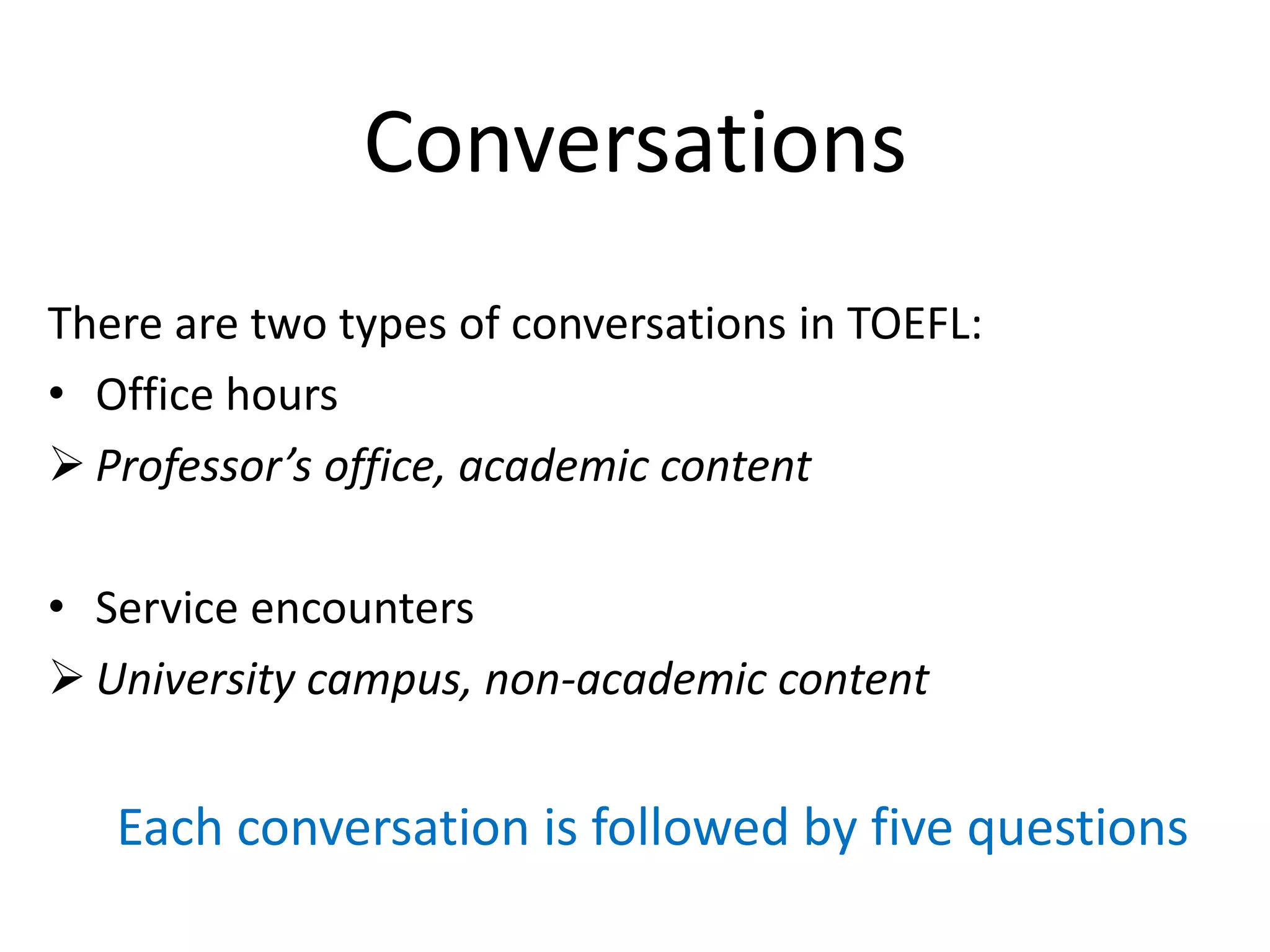 Listening section toefl ibt | PPTX
