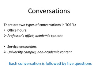 Listening section toefl ibt | PPTX