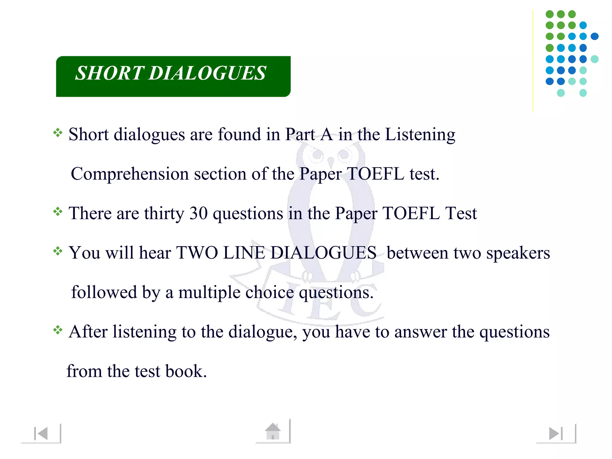 Listening short dialogue (skill 1 6)