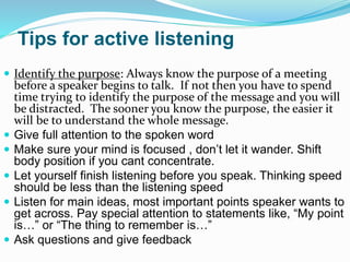 Listening skills, Communication skills | PPTX