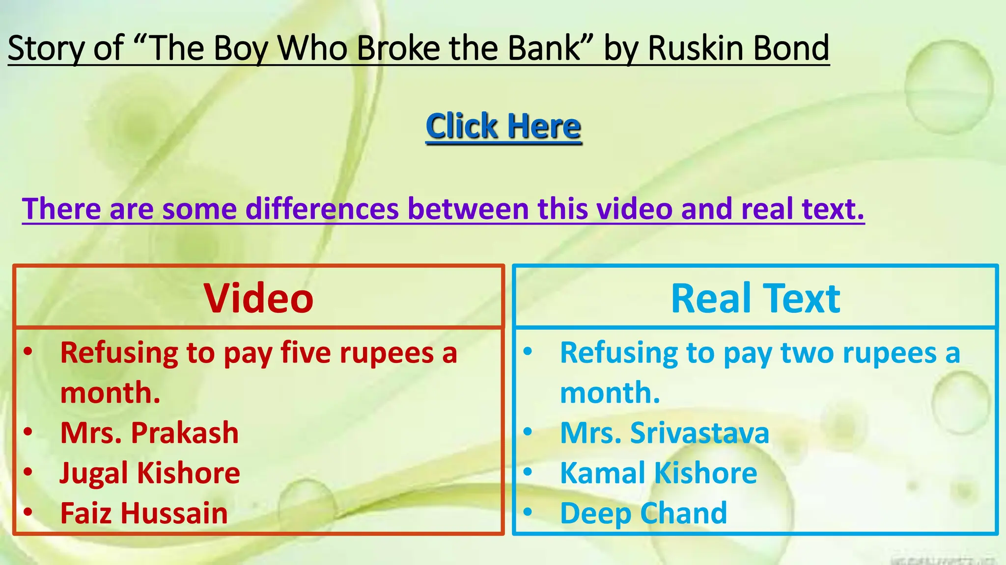 Listening Skills From the Story “The Boy Who Broke the Bank” by Ruskin Bond | PPTX