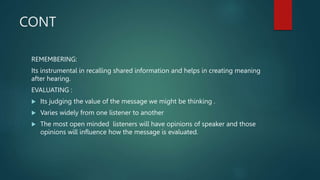 Listening skills.pptx by lennah m. nzomo registered nurse | PPTX