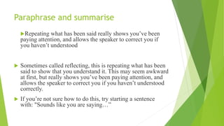 listening skills.pptx For hiogher studies in University | PPT