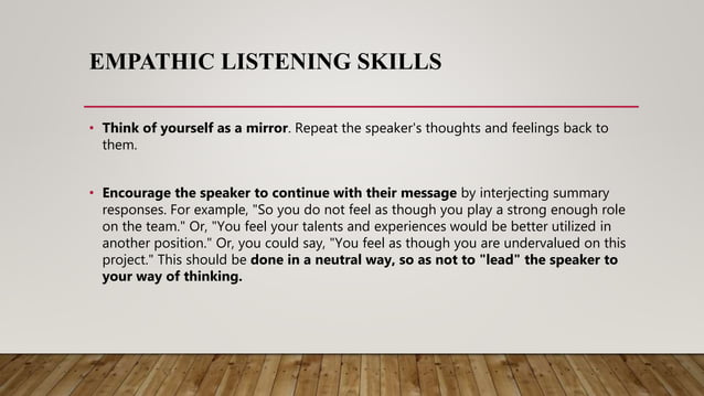 Listening skills Empathic listening skil | PPTX | Digital Audio ...