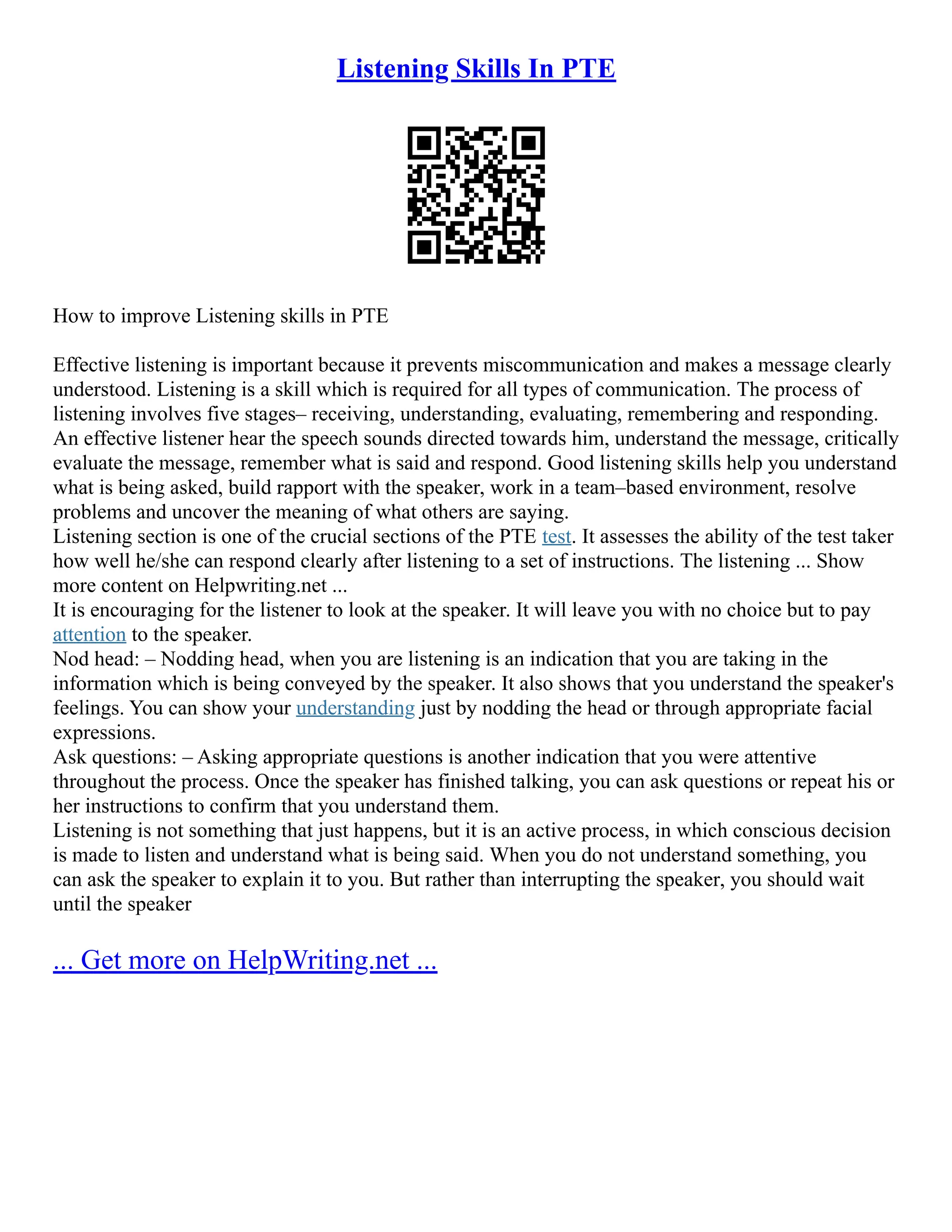 Listening Skills In PTE | PDF
