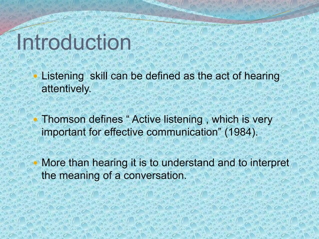Introduction to Listening Skills | PPTX