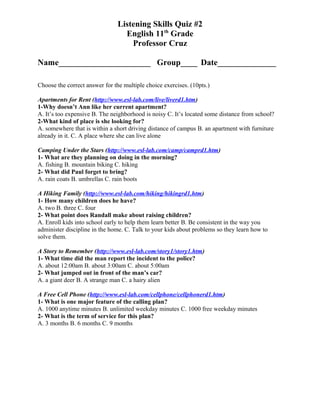 Listening skills quiz 2 | DOC