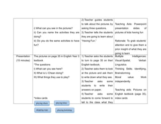 Listening speaking LP (Year 3) | DOC