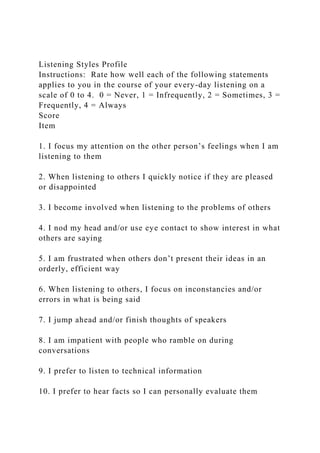 Listening Styles ProfileInstructions Rate how well each of the.docx