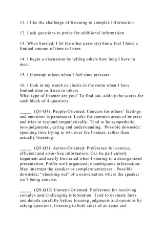 Listening Styles ProfileInstructions Rate how well each of the.docx