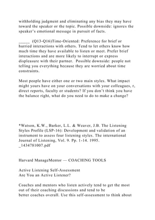 Listening Styles ProfileInstructions Rate how well each of the.docx