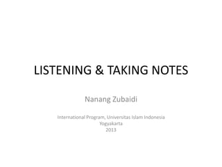 Listening & taking notes | PPTX