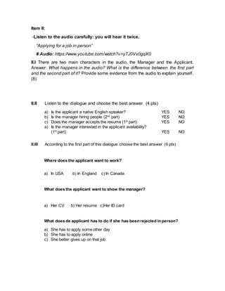 Listening test | DOCX