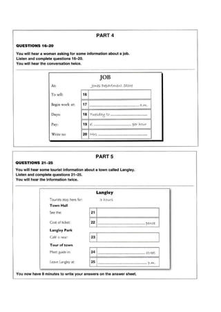 Listening test ket 1 | PDF