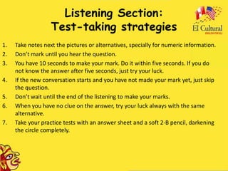 Listening test taking strategies | PPTX