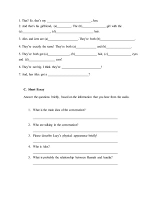 Listening worksheet | DOCX | Celebrity Relationships | Pop Culture