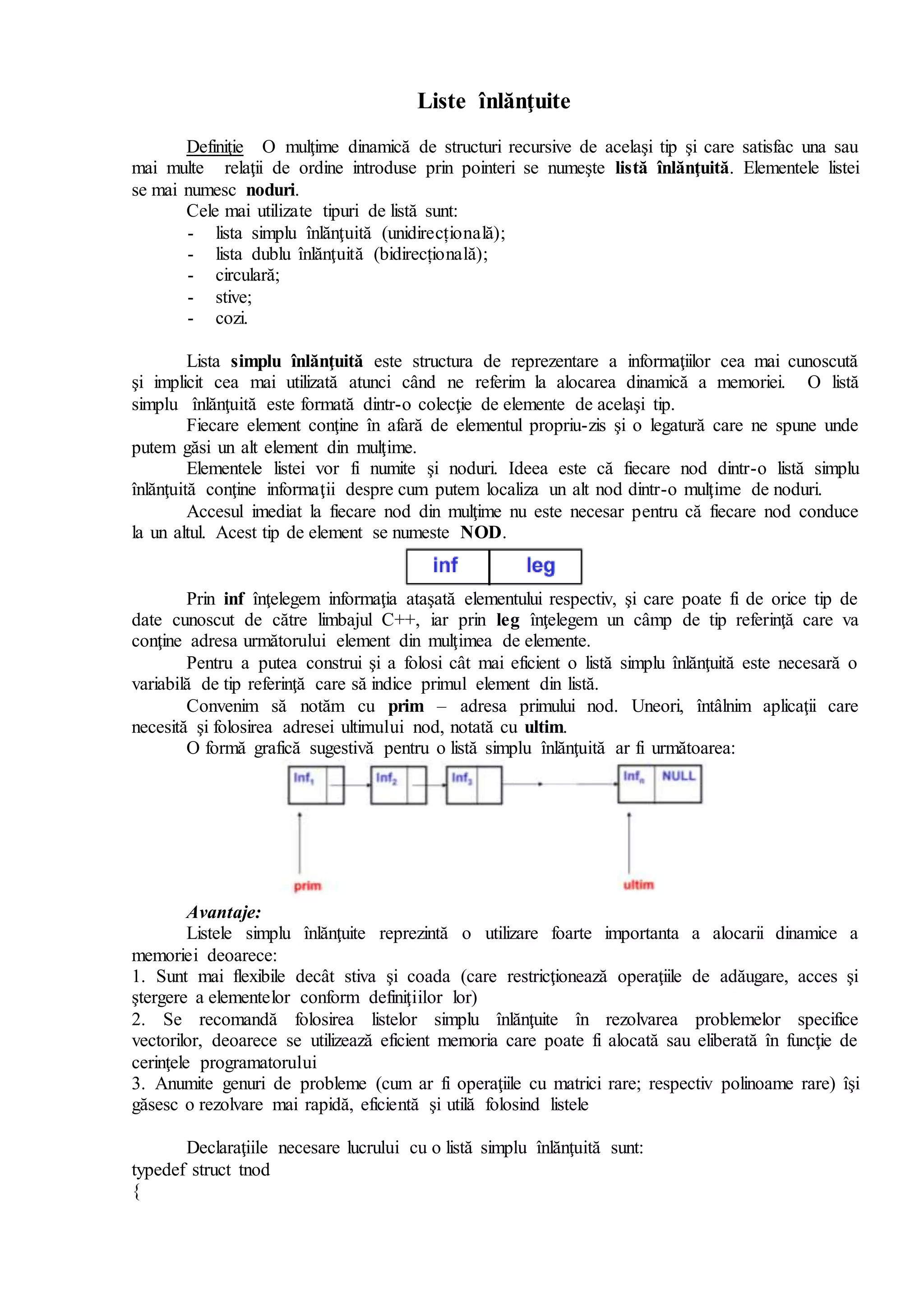 Liste înlănţuite | DOCX