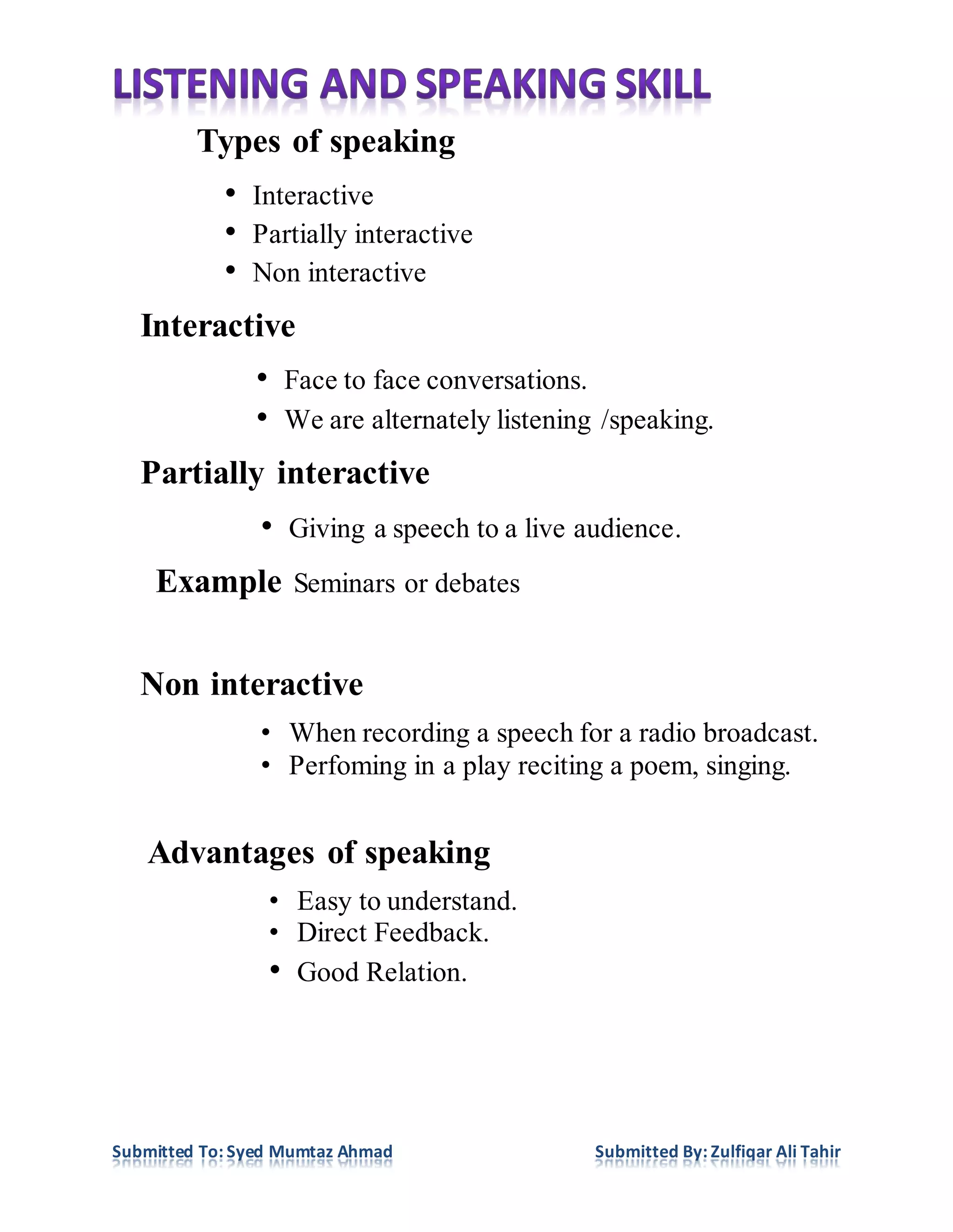 Listening and speaking skill | DOCX