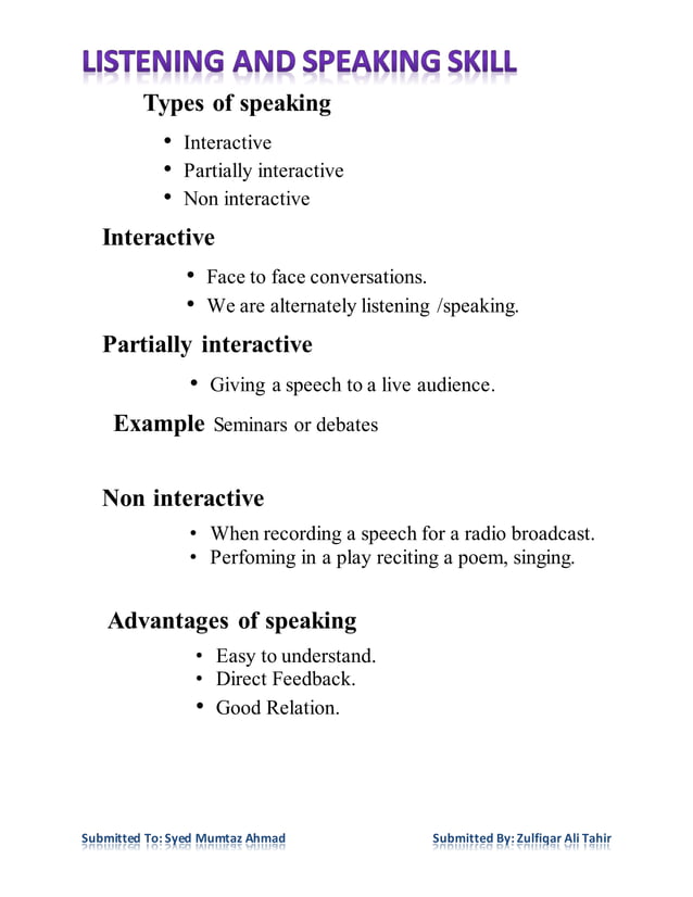 Listening and speaking skill | DOCX