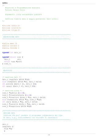Algoritmi e Programmazione Avanzata - Liste, pile, code | PDF