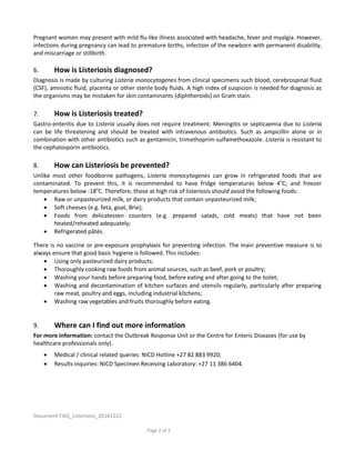 Listeriosis frequently asked questions | PDF